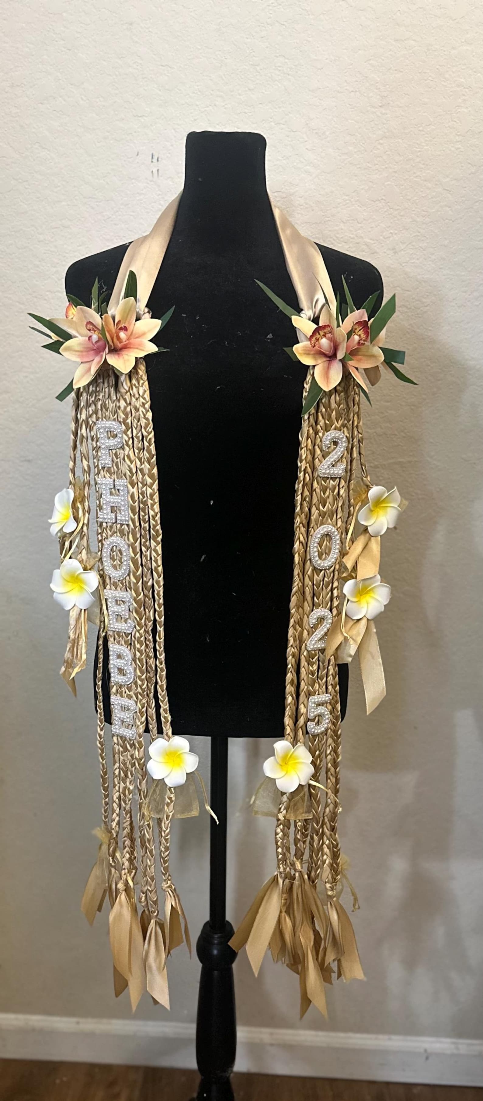 Orchids and Plumerias Graduation Lei With First Name and YR + Sachet ...