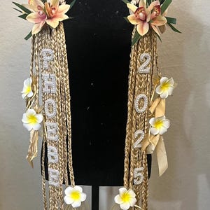 Orchids and Plumerias Graduation Lei With First Name and YR + Sachet ...