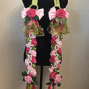 TRIPLE Ribbon Rose Graduation Lei With Name and Year + Sachet Bags - Etsy