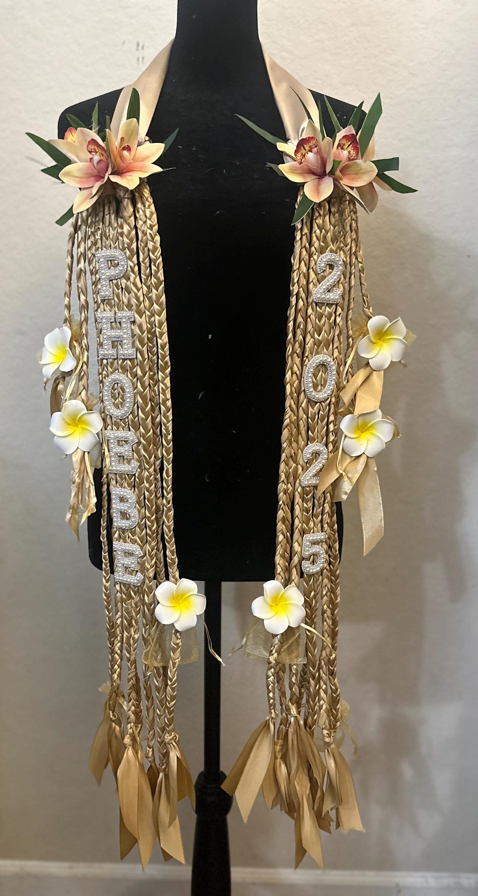 Orchids and Plumerias Graduation Lei With First Name and YR + Sachet ...