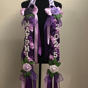 TRIPLE Ribbon Rose Graduation Lei With Name and Year + Sachet Bags - Etsy