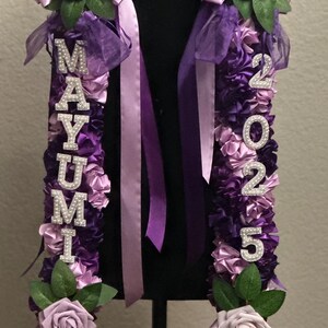 TRIPLE Ribbon Rose Graduation Lei With Name and Year + Sachet Bags - Etsy
