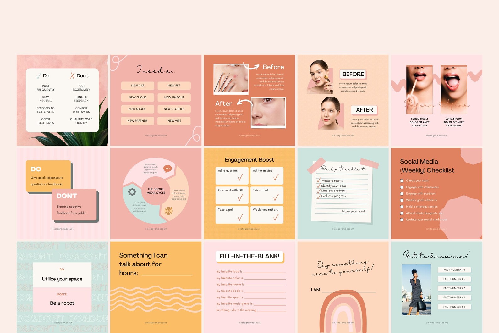 40 Fun Engagement Instagram Template Canva Template | Etsy