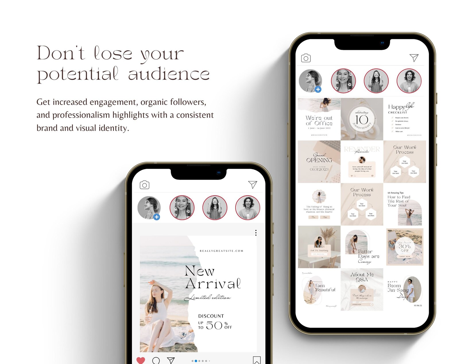 Lux Elegant White Instagram Post Templates Canva Templates Rich ...