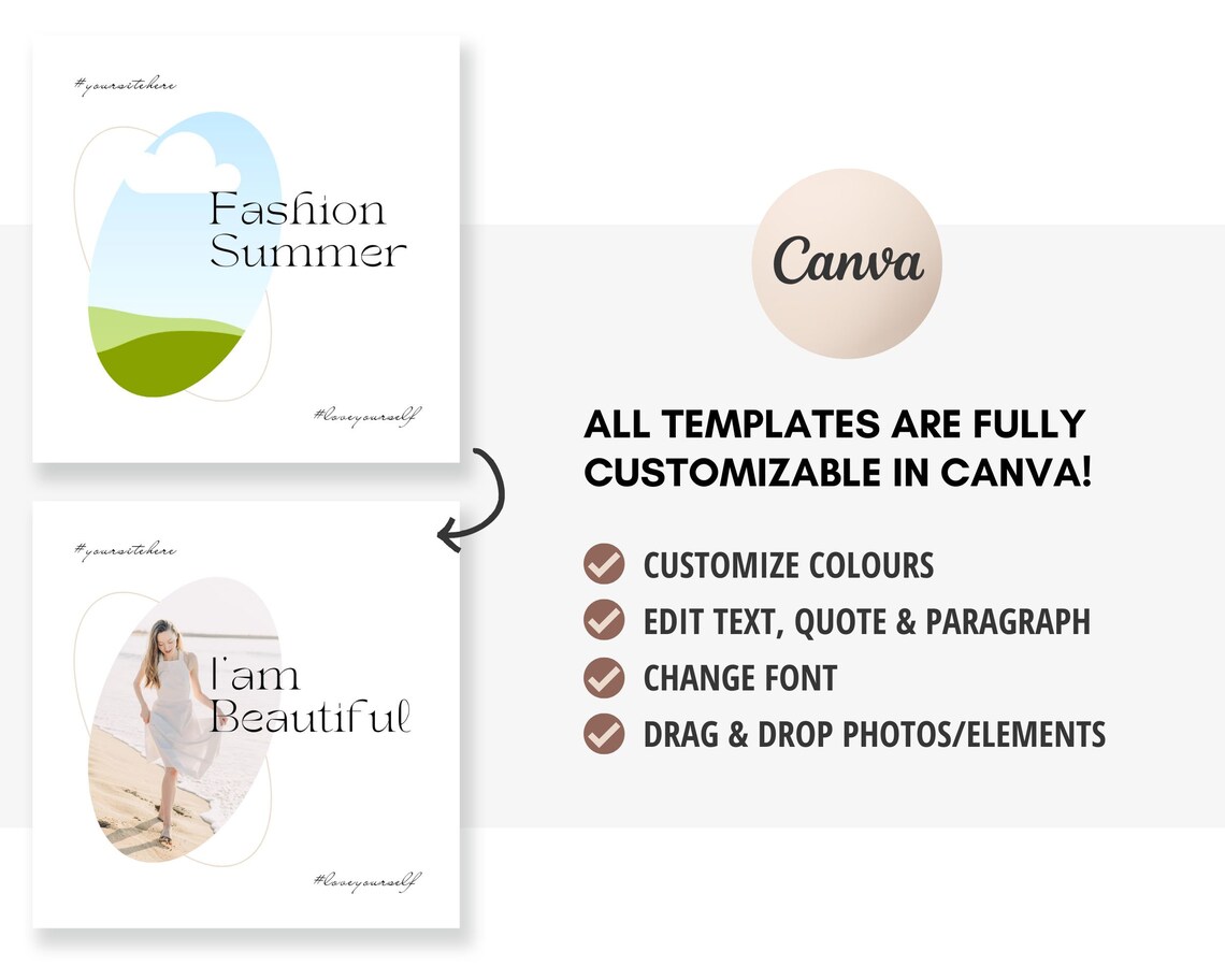 Lux Elegant White Instagram Post Templates Canva Templates Rich ...
