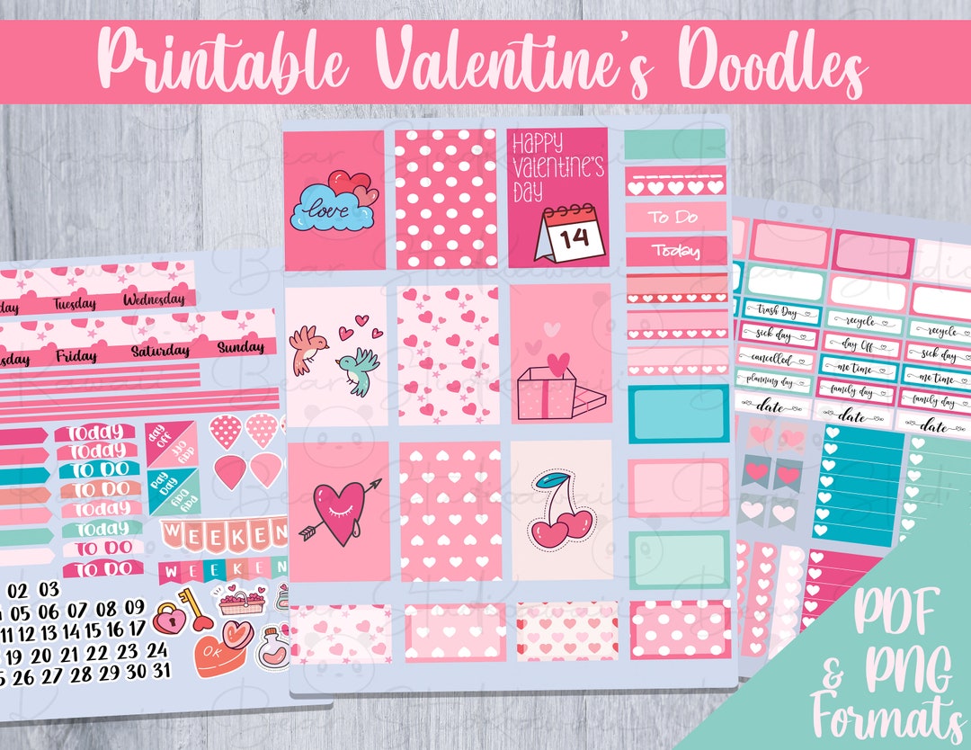 Printable Cute Doodles Classic Happy Planner Weekly Sticker Kit - Etsy