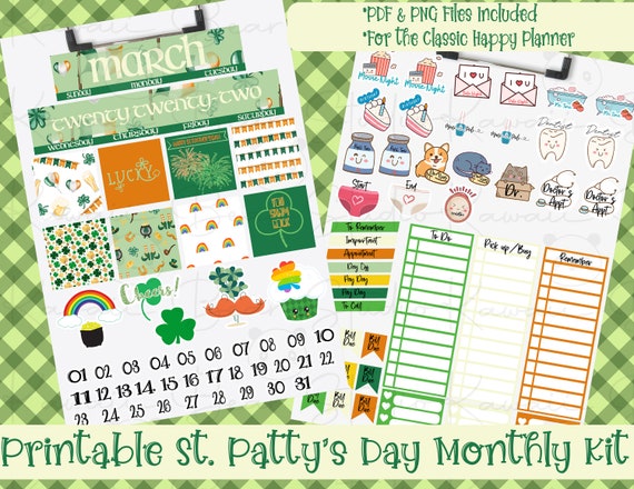 Saint Patty's Day Printable Monthly Kit for March Classic | Etsy