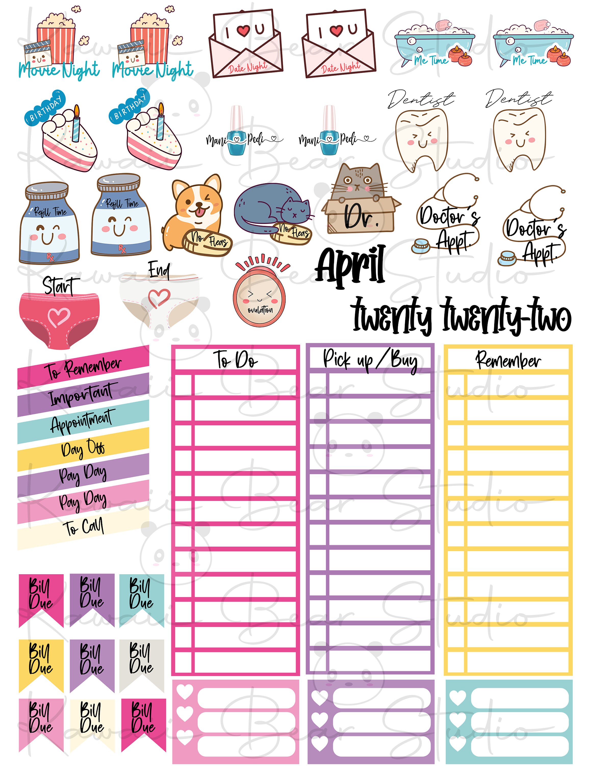 Printable Spring Llamas Monthly Kit for Classic Happy Planner - Etsy