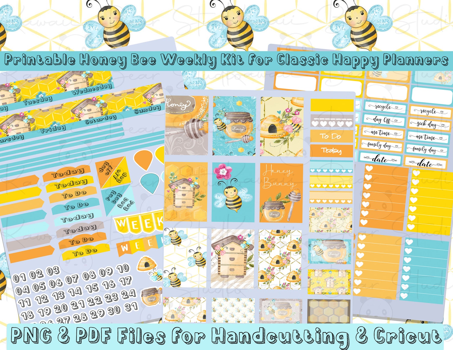 Honey Bee Spring Printable Weekly Kit for Classic Happy Planner - Etsy