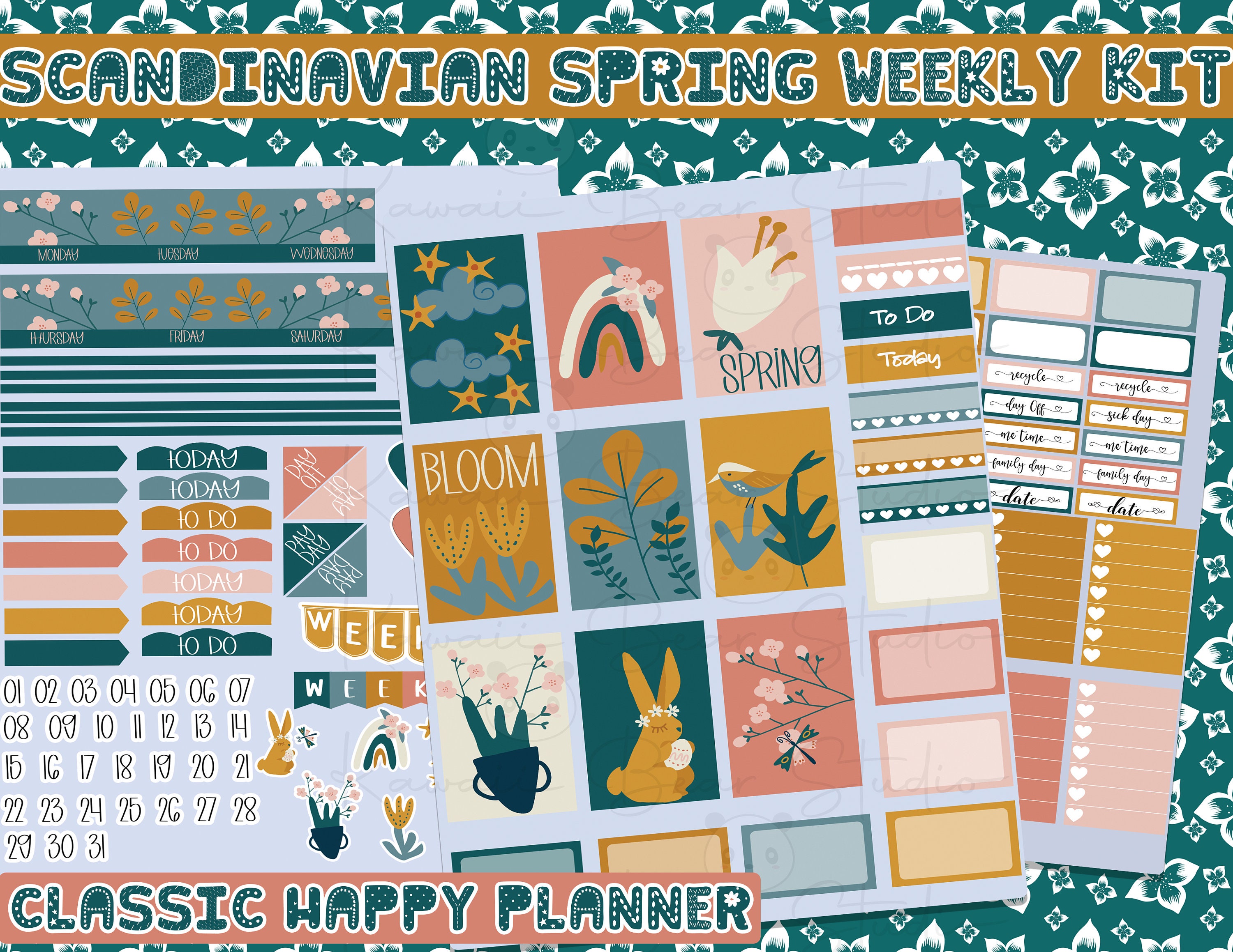 Printable Scandinavian Spring Weekly Kit for Classic Happy - Etsy