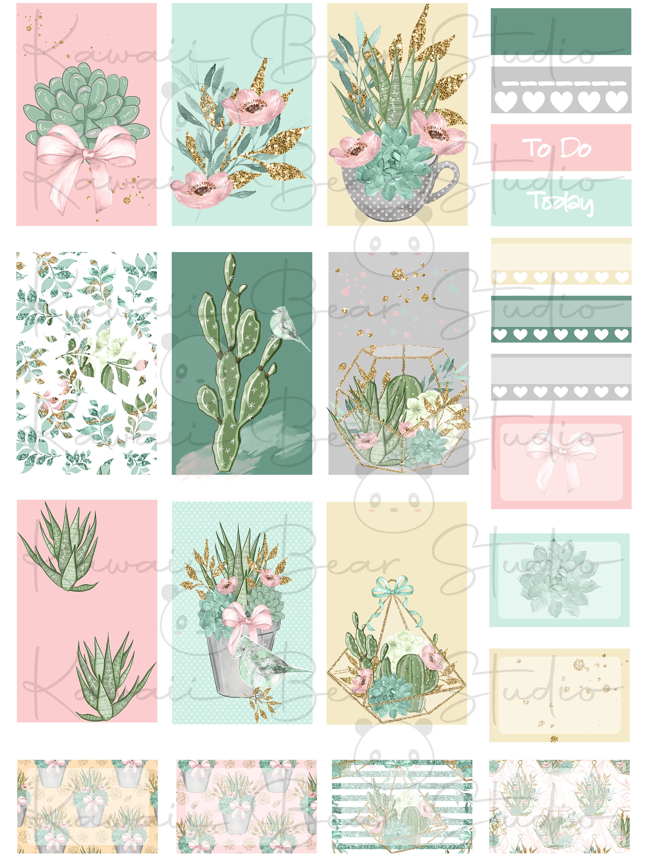 Printable Spring Succulents Weekly Kit for the Classic Happy Planner - Etsy
