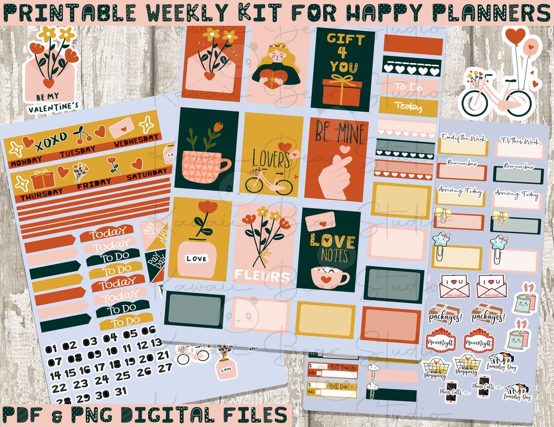 Printable Scandinavian Valentine Weekly Kit for Classic Happy Planner ...