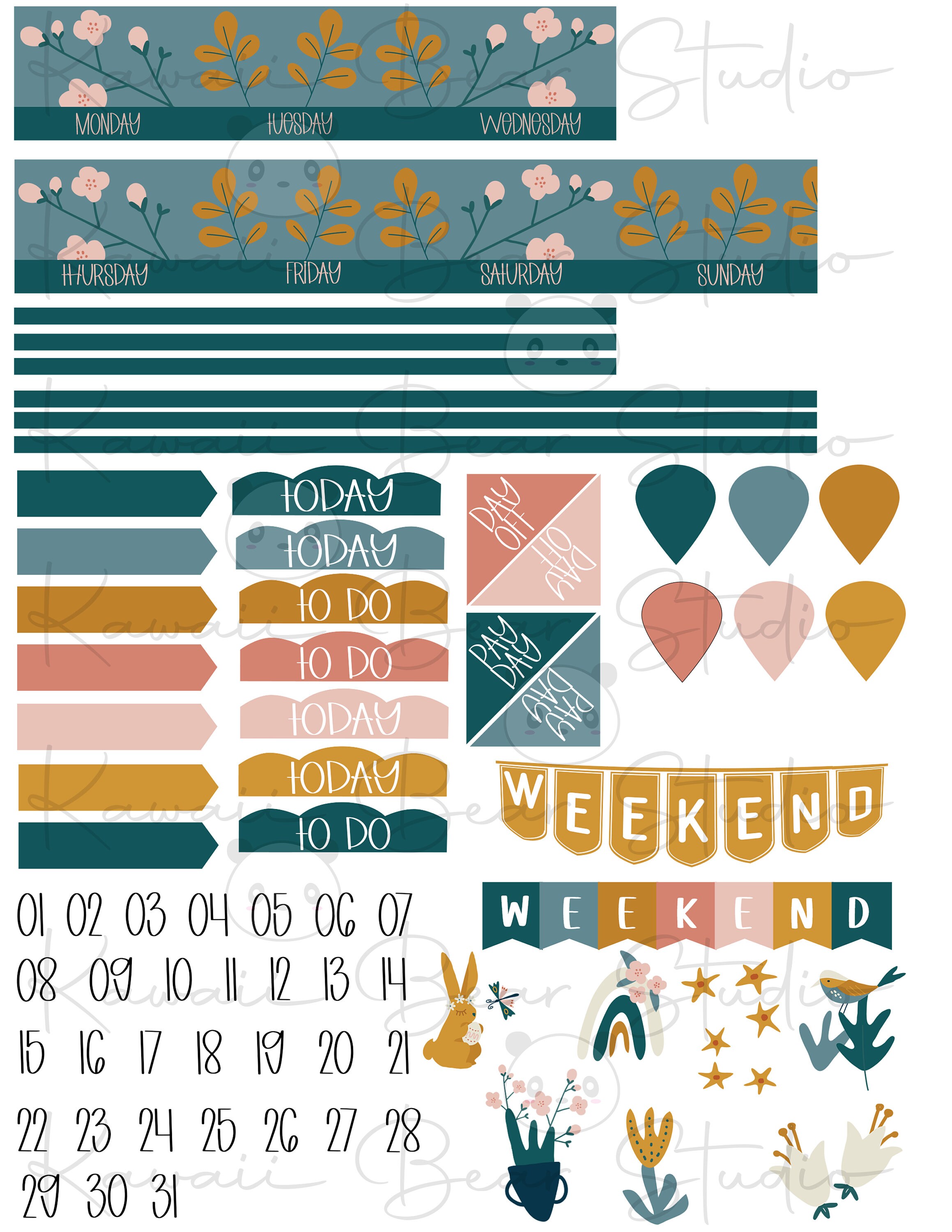 Printable Scandinavian Spring Weekly Kit for Classic Happy - Etsy