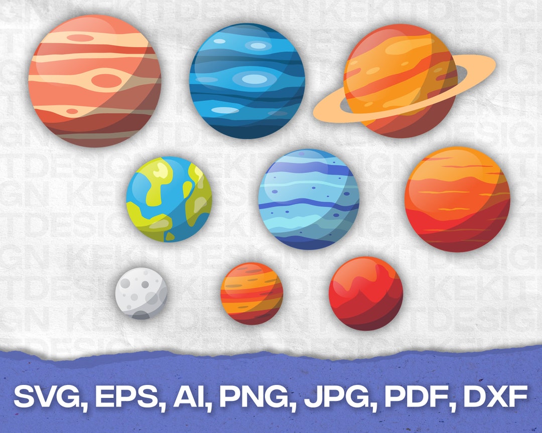 Solar System Planets Pack Bundle SVG, PDF, AI and More Instant Digital ...