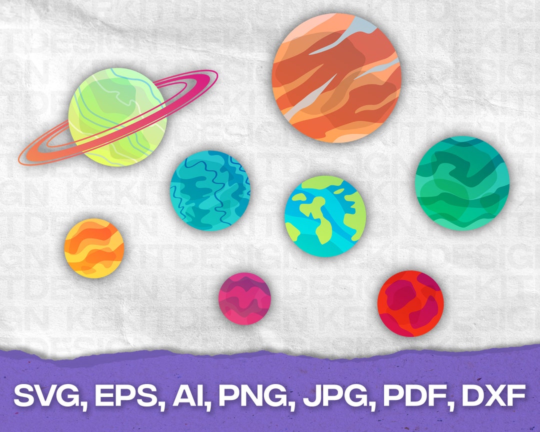 Solar System Planets Pack Bundle SVG, PDF, AI and More Instant Digital ...