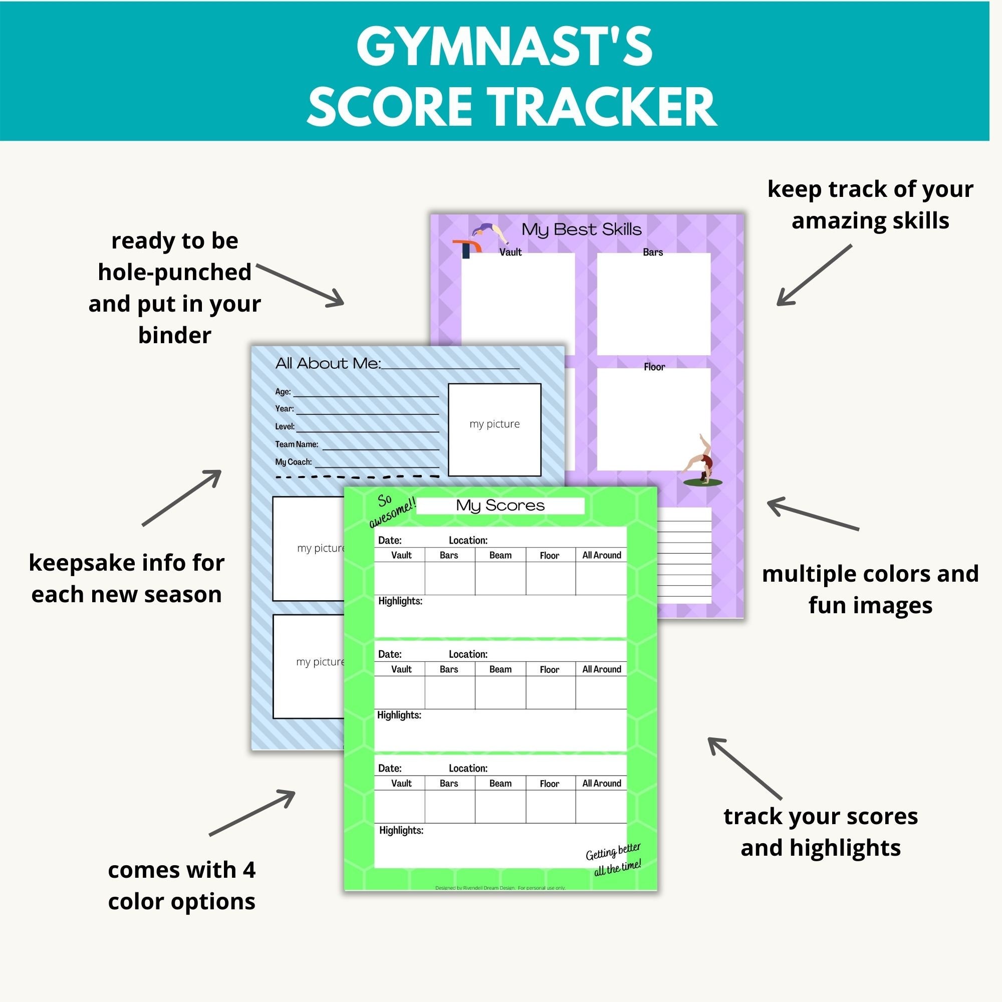 Gymnastics Score Tracker, Printable Gymnastics Tracker, Gymnastics ...