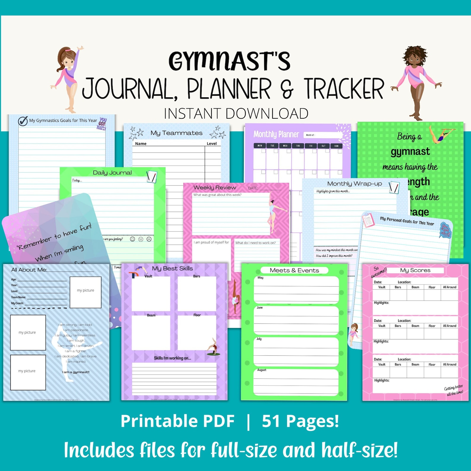 Gymnastics Journal/tracker, Gymnastics Planner, Gymnastics Scorebook ...
