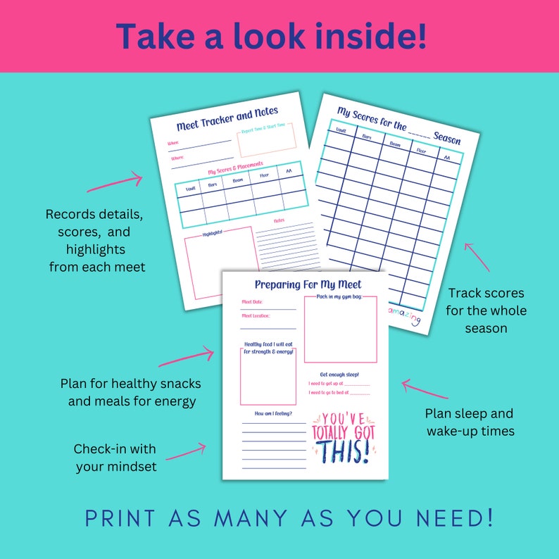 Gymnastics Meet Prep and Tracker, Gymnastics Meet Tracker, Gymnastics ...