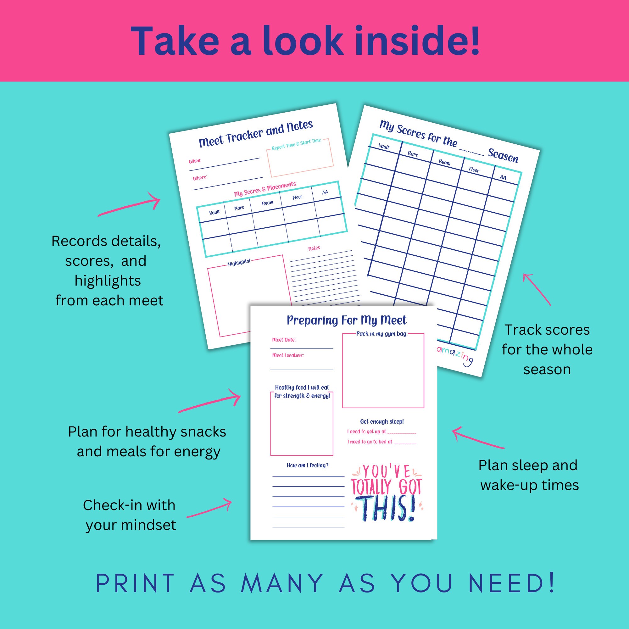 Gymnastics Meet Prep and Tracker, Gymnastics Meet Tracker, Gymnastics ...