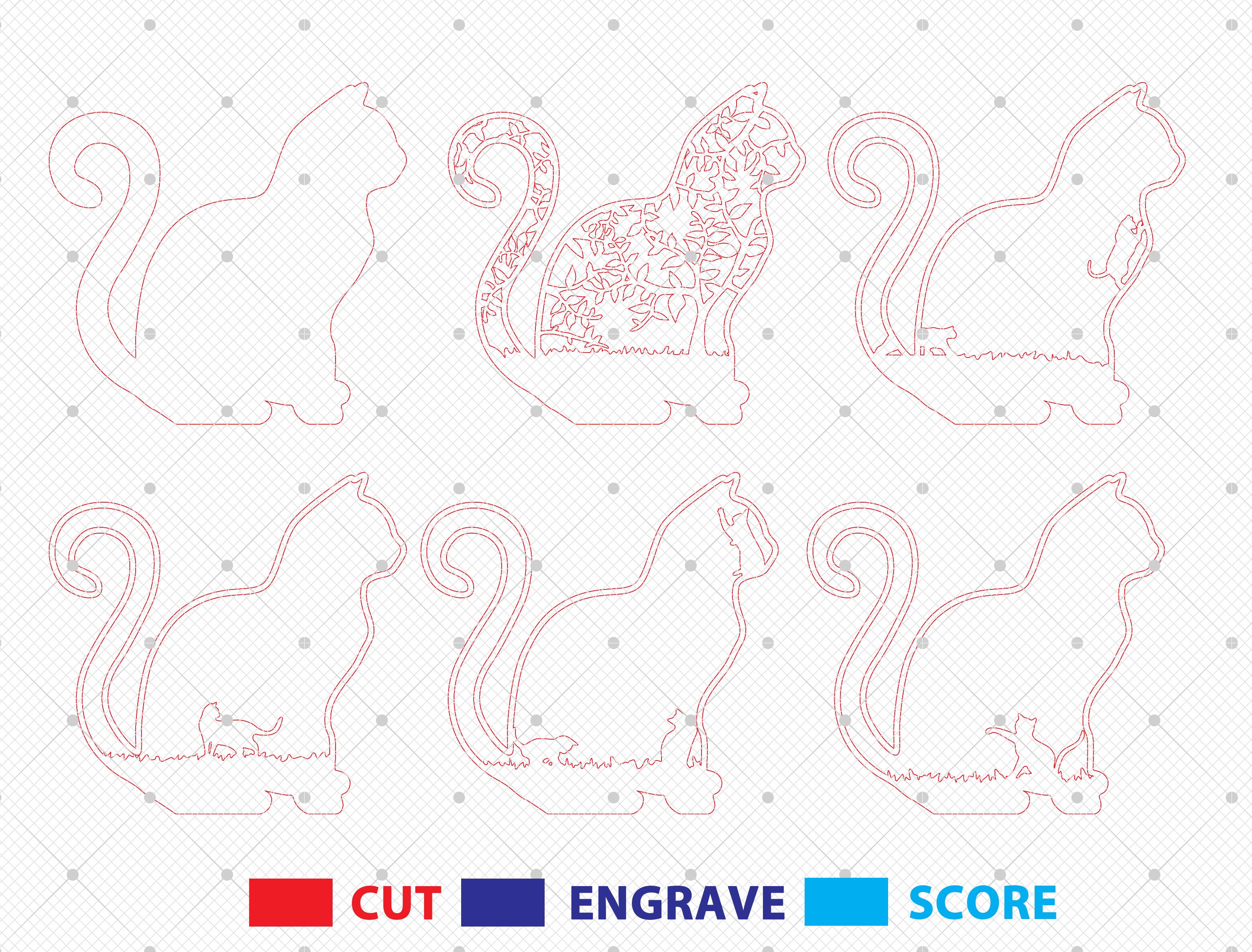 Cat Laser Cut, Svg, Dxf, Glowforge CNC Cutting, Pdf, Dxf, Svg Ai Eps ...