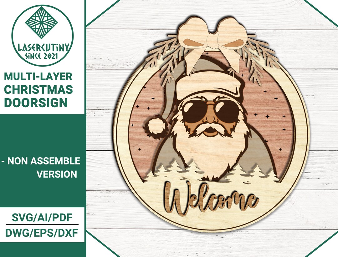 Santa Claus Sign SVG, Cool Santa Svg, Christmas Svg, Christmas Door ...