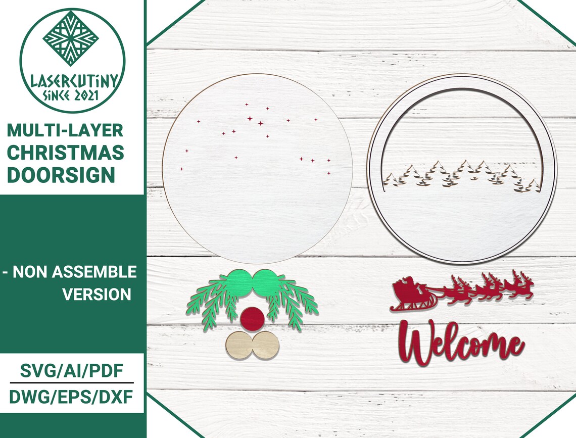 Santa Claus Sign SVG Christmas Scene Svg Christmas Door Sign - Etsy