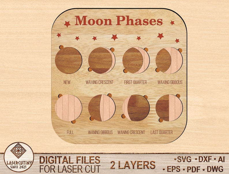 Phases of Moon Puzzle Laser Cut File Svg Dxf kids Laser Svg - Etsy ...