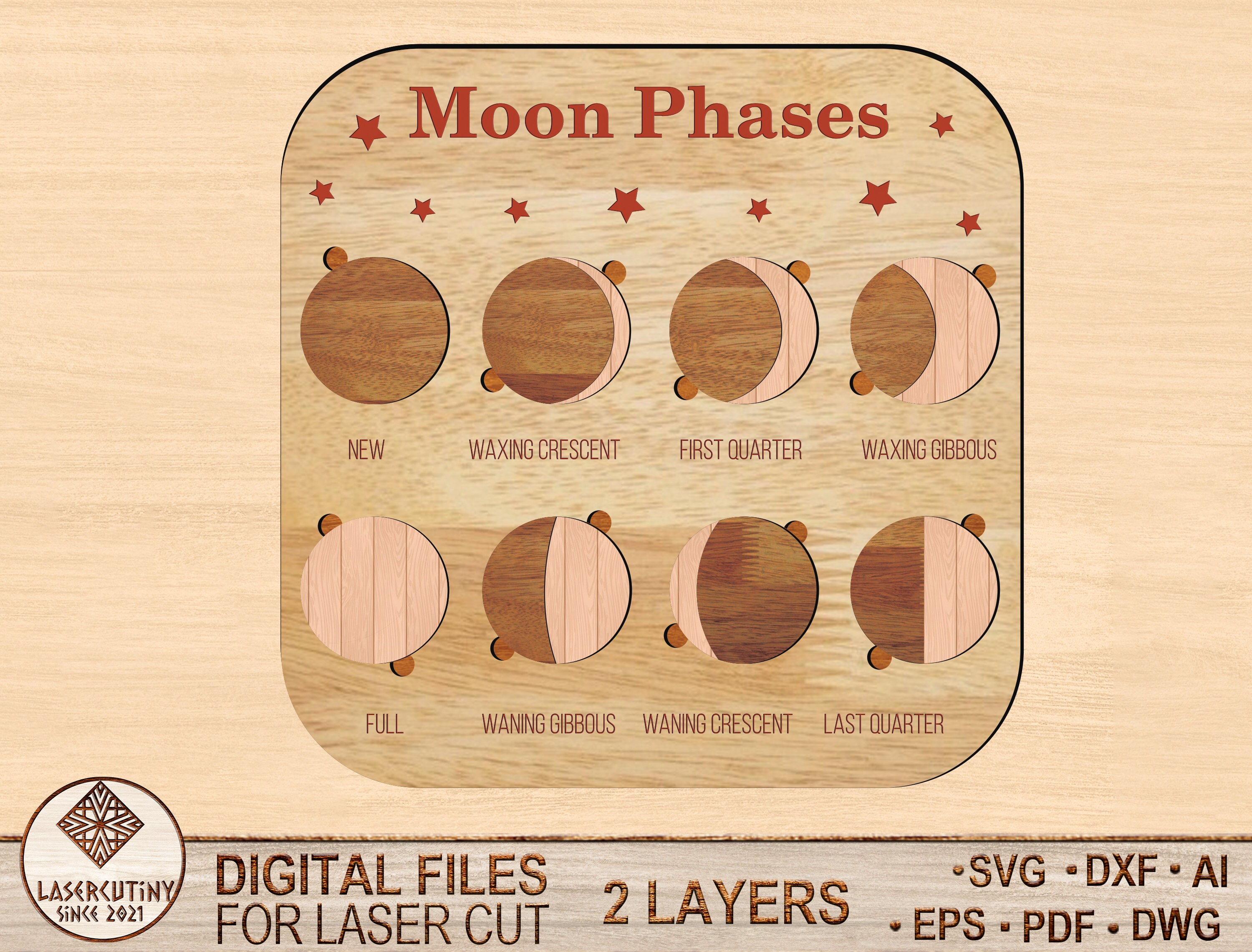 Phases of Moon Puzzle Laser Cut File Svg Dxf kids Laser Svg - Etsy ...