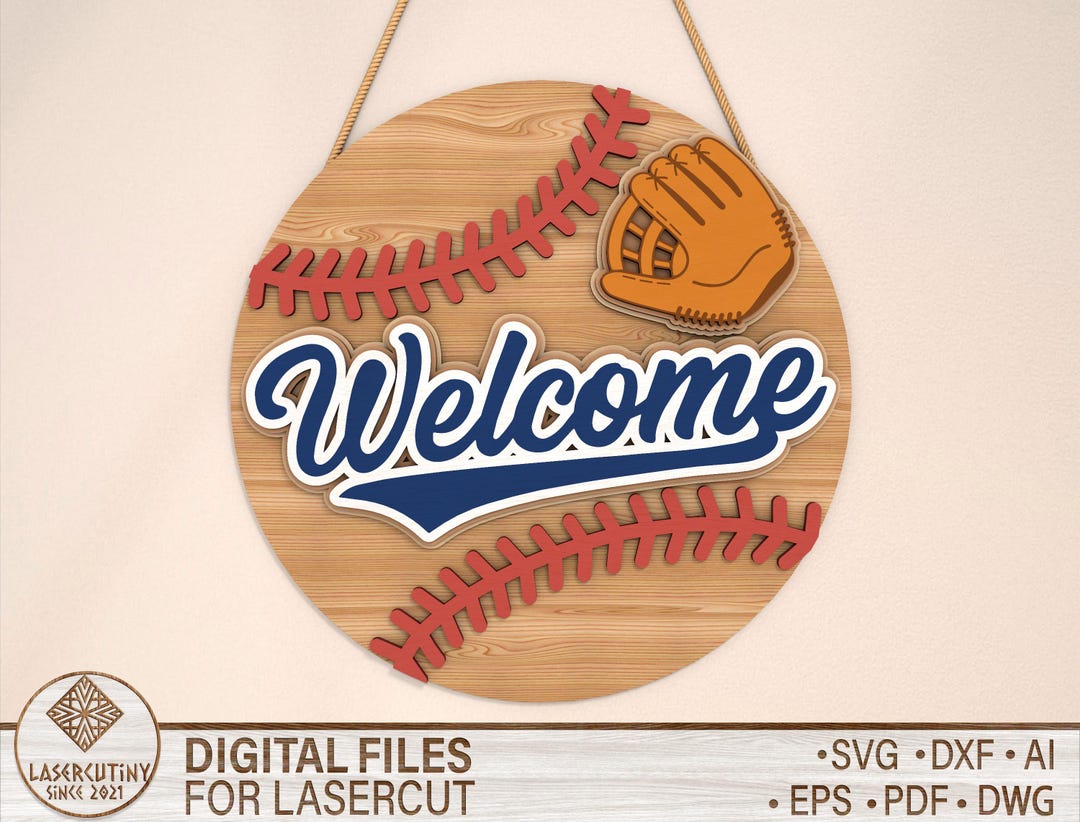 Baseball Sign SVG Laser Cut Files ,baseball Door Hanger Svg ,baseball ...