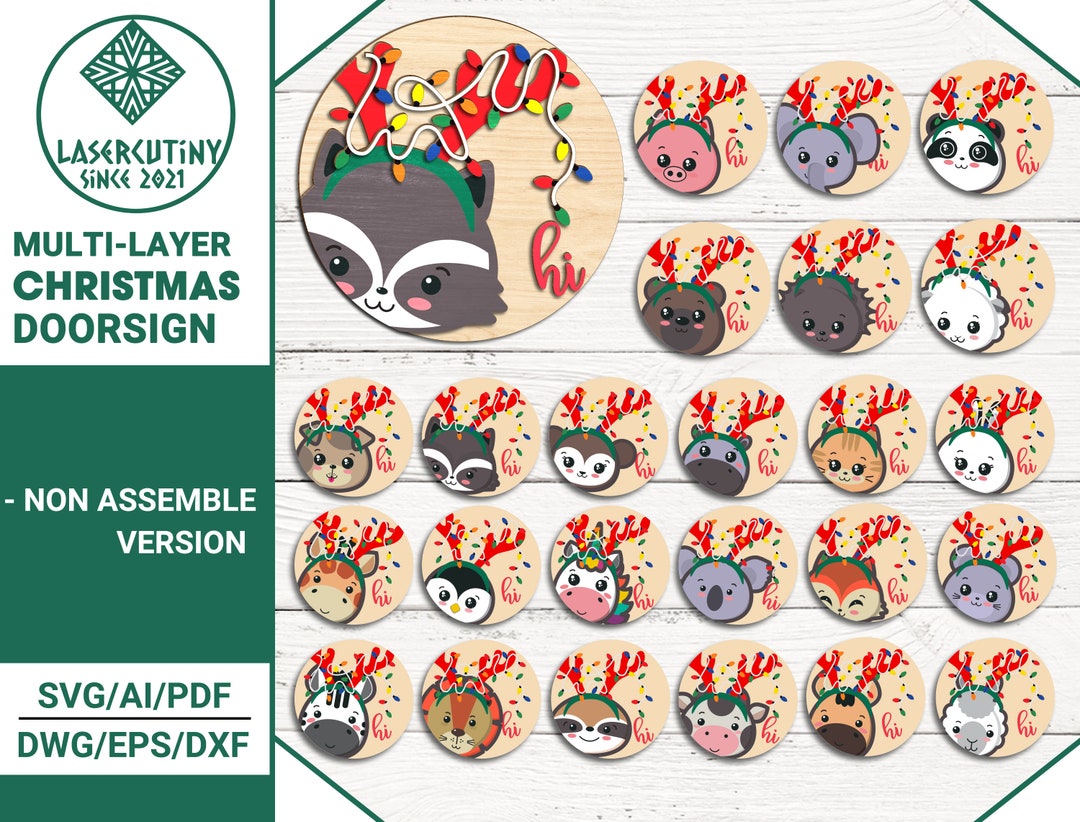 Christmas Animals Sign SVG, Christmas Light Svg, Christmas Door Sign ...