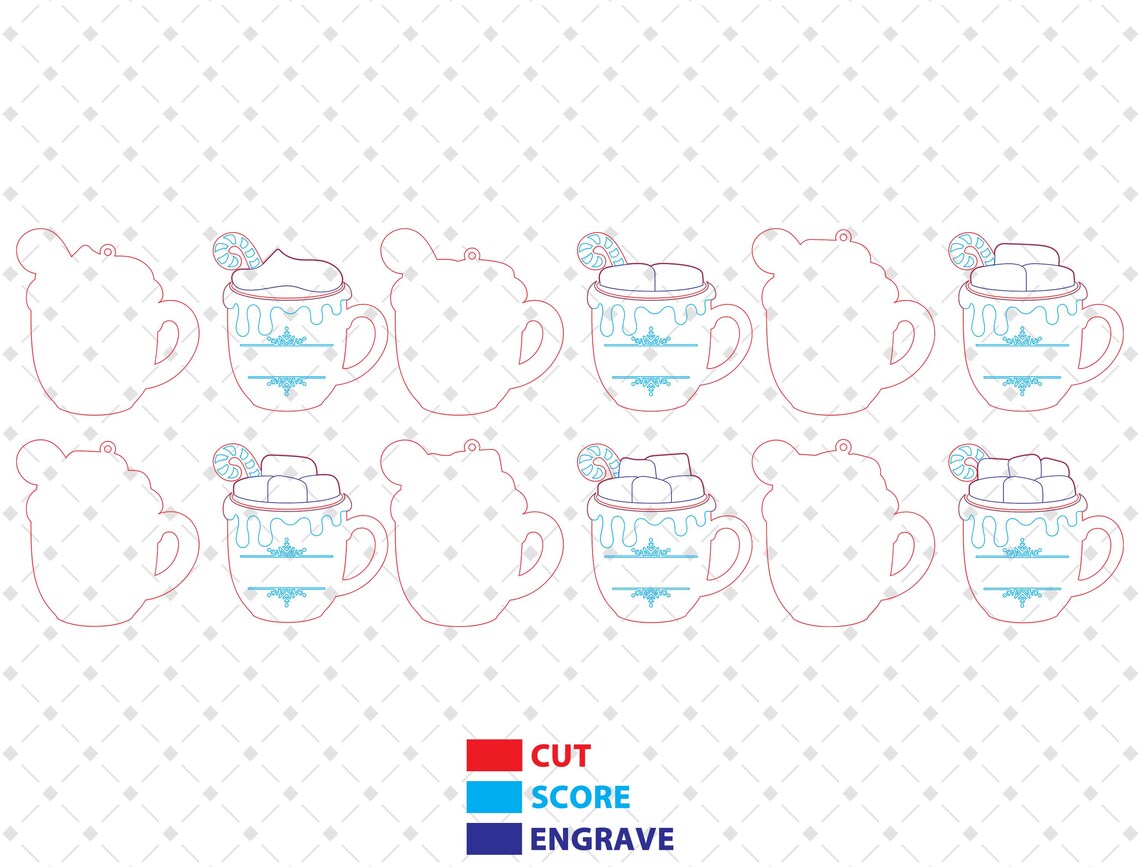 Christmas Mug Ornament SVG, Personalized Family Name Hot Cocoa Cup ...