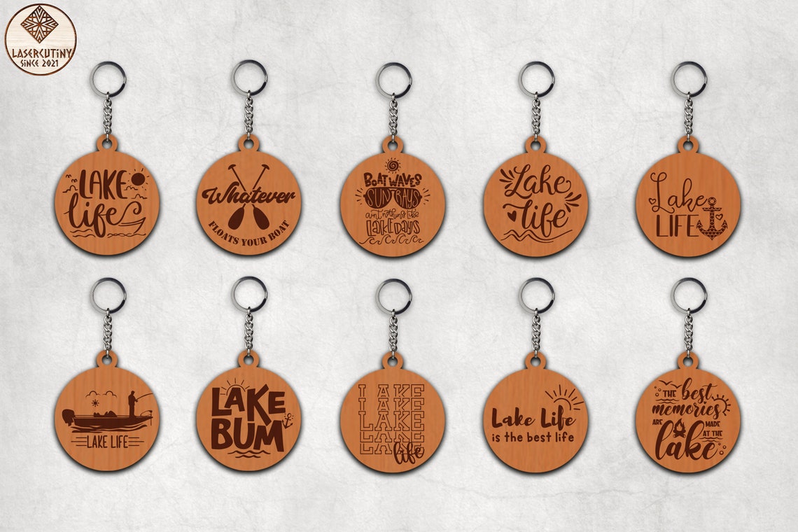 Lake Life Keychain SVG Bundle Round Keychain Svgriver - Etsy