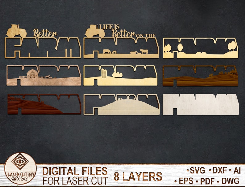 Multilayer Farm Scene , Wooden Farm Art Decor , Barn Farm Animals SVG ...