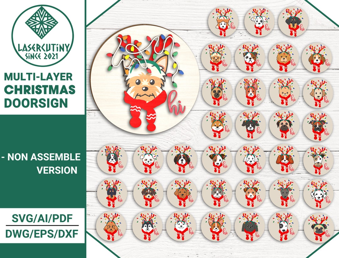 Christmas Dogs Sign SVG, Christmas Light Svg, Christmas Door Sign SVG ...