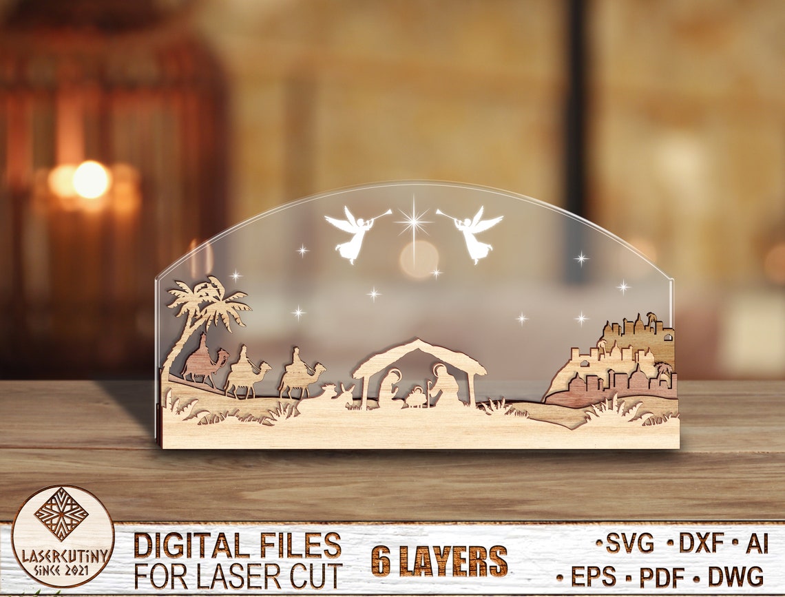 6 Layered Nativity Art Decor, Christmas Nativity Art Piece for ...