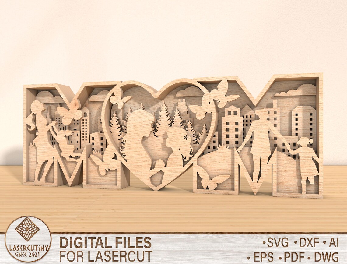 Multilayer Standing Mom Lasercut File, Family Laser File Svg, Mom Laser ...