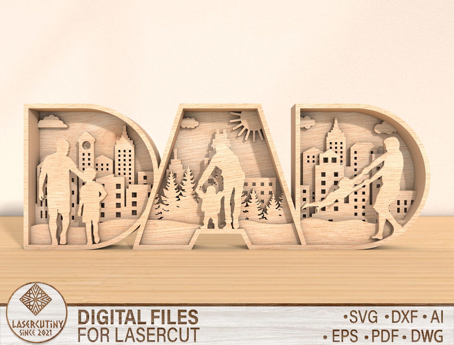DAD Laser Cut File Father's Day Svg File, Dad Laser Cut, Father's Day ...