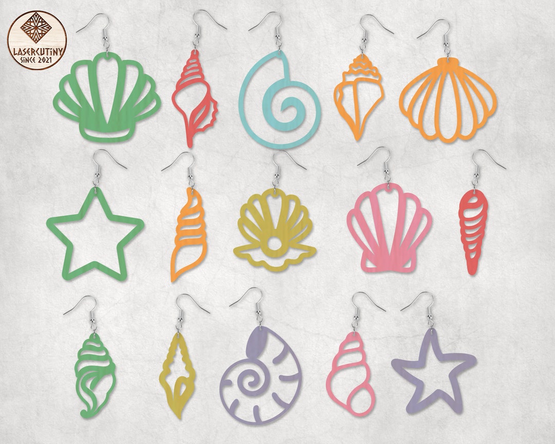 Bundle Sea Shells Earrings Svg, Sea Shells Svg, Gift for Her,earrings ...