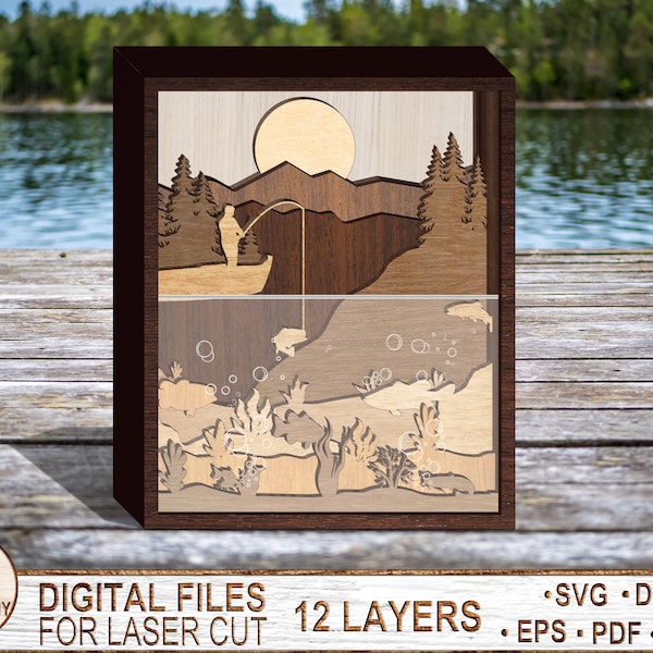 Bass Fishing Scene Dxf - Etsy