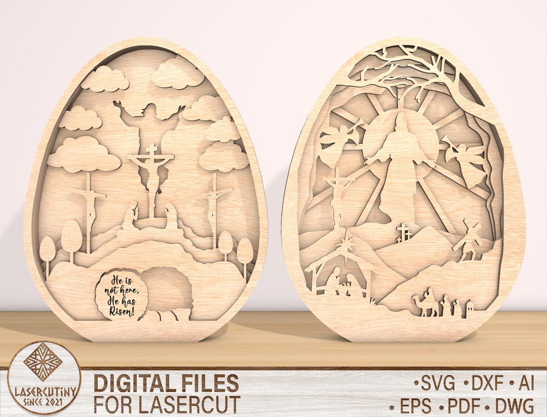 Resurrection Egg Decor Svg,he is Risen Svg,laser Cut File,tiered Tray ...