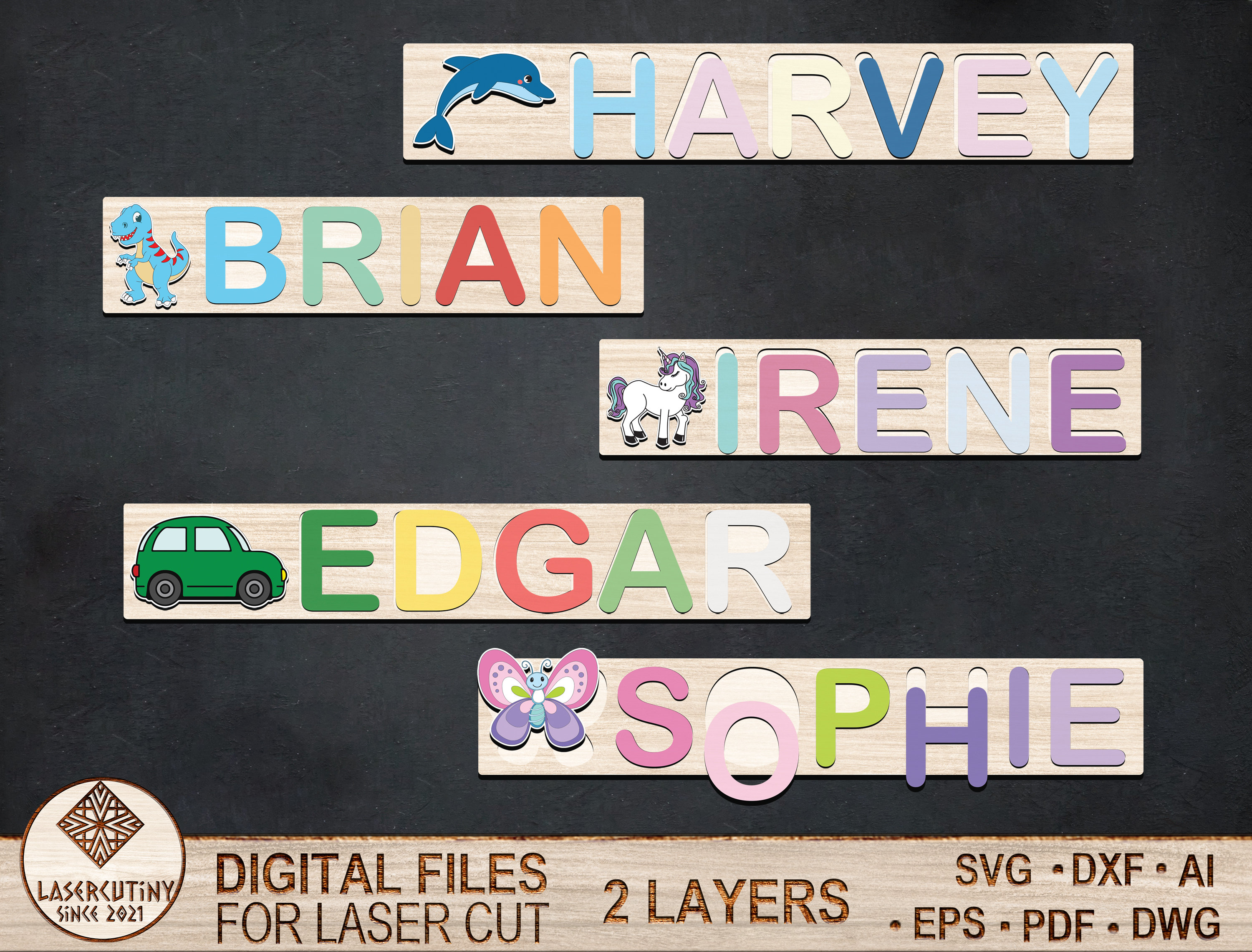 Custom Name Puzzle Laser Cut File Svg Dxf kids Laser Svg - Etsy Australia
