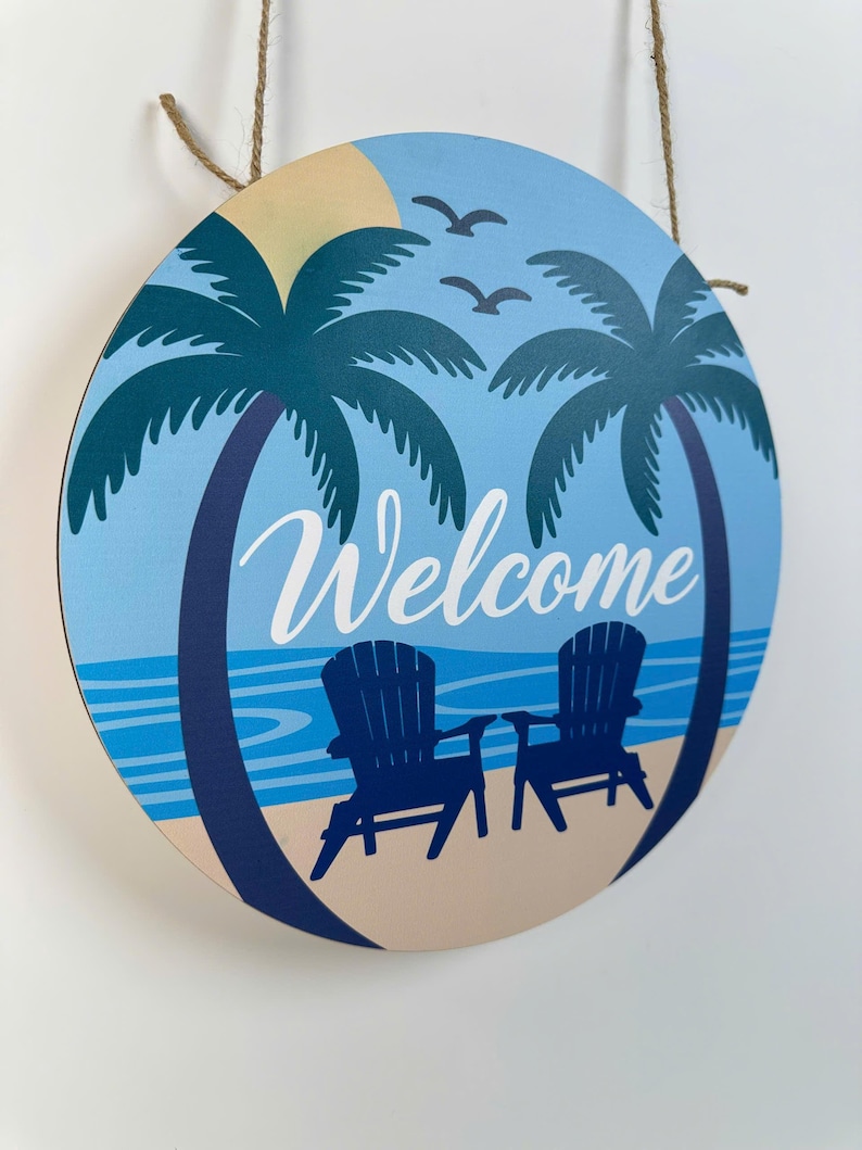 Welcome Signdoor Hanger SVG, Coconut Tree Laser Cut File, Laser Flowers ...