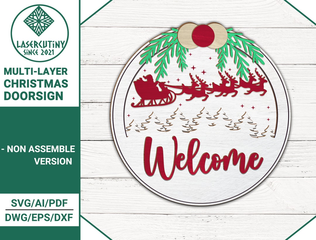 Santa Claus Sign SVG Christmas Scene Svg Christmas Door Sign - Etsy