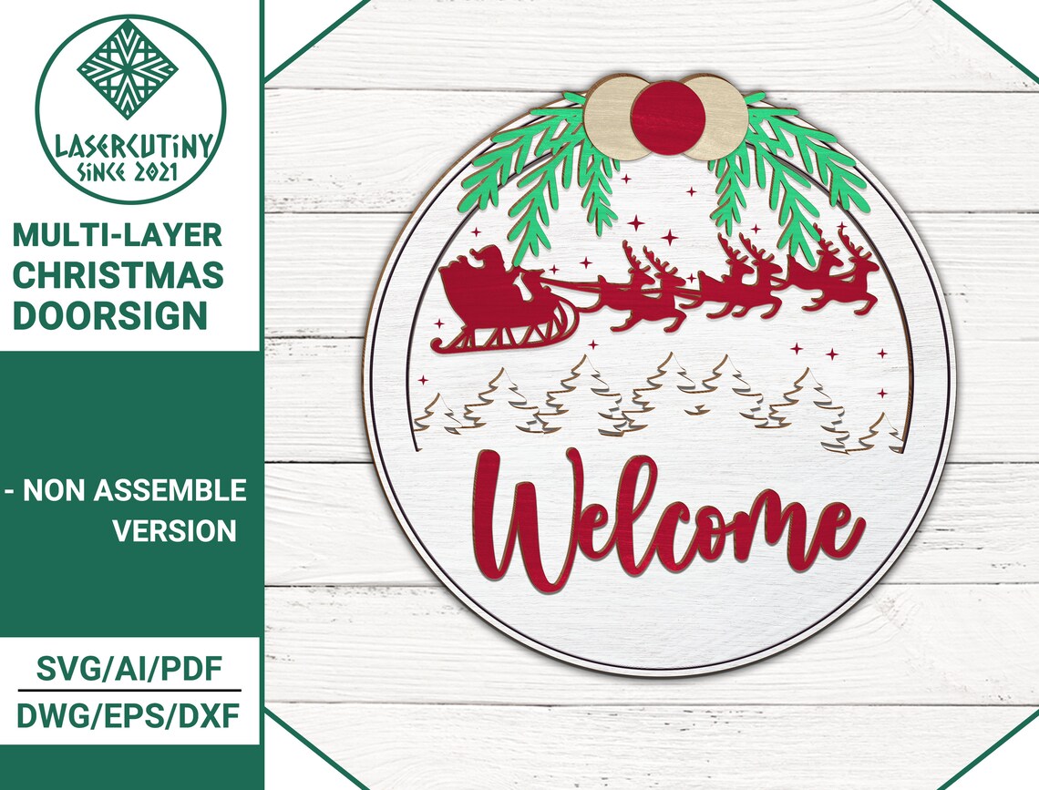 Santa Claus Sign SVG Christmas Scene Svg Christmas Door Sign - Etsy