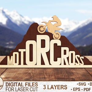 Multilayer Motorcross Glowforge , Motorcycle Digital File , Motor Bike ...