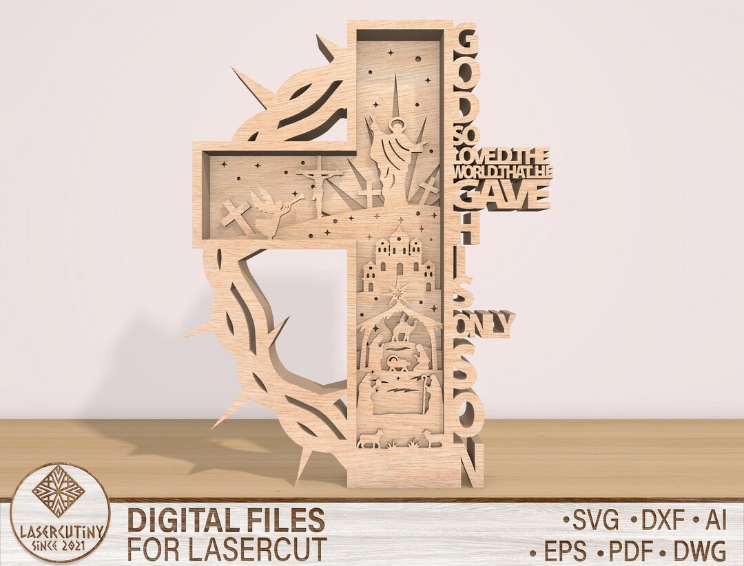 Multilayer Easter Christian Cross Laser Svg, Easter Cross Svg,easter ...
