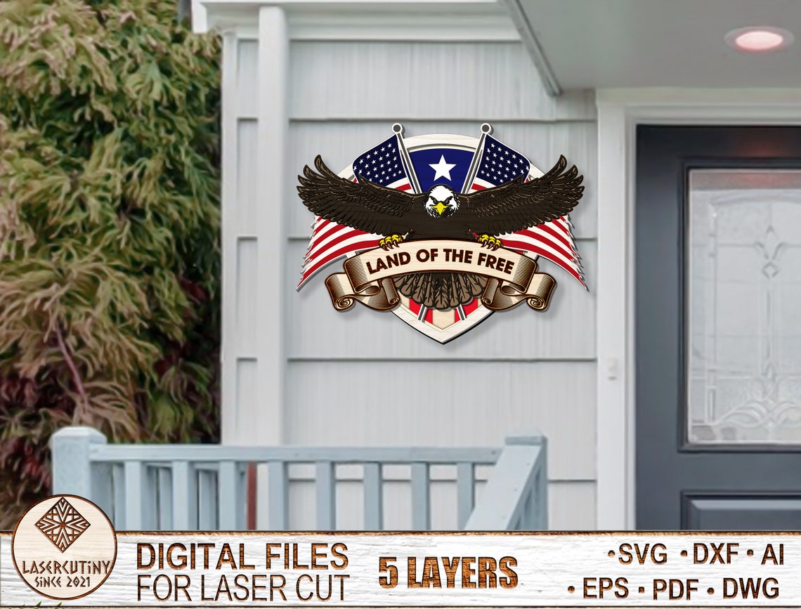Patriotic Eagle American Flag Land of the Free Multilayer - Etsy