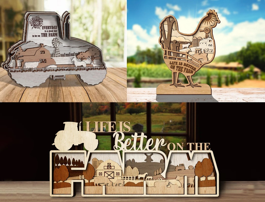 Lasercutiny Multi-layer Farm Bundle 3 Designs - Glowforge Svg Files ...