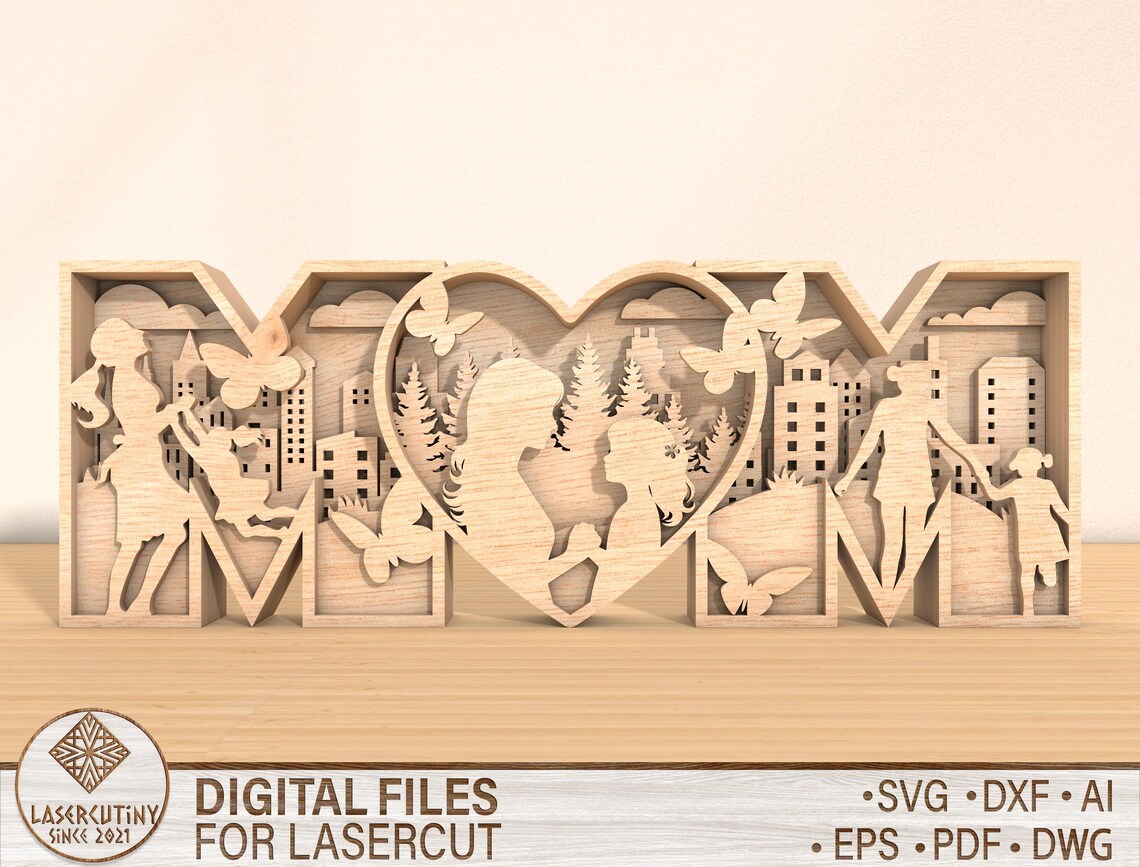 Multilayer Standing Mom Lasercut File, Family Laser File Svg, Mom Laser ...