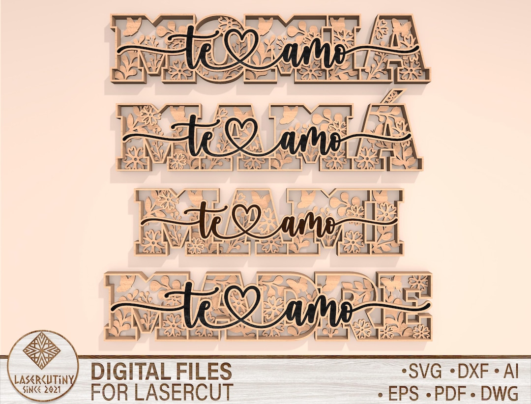 MOM Multilayer Laser Cut File Mother's Day Svg, Family Laser File Cut ...